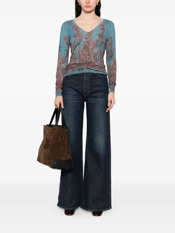 Etro Paisley Print V-neck Sweater