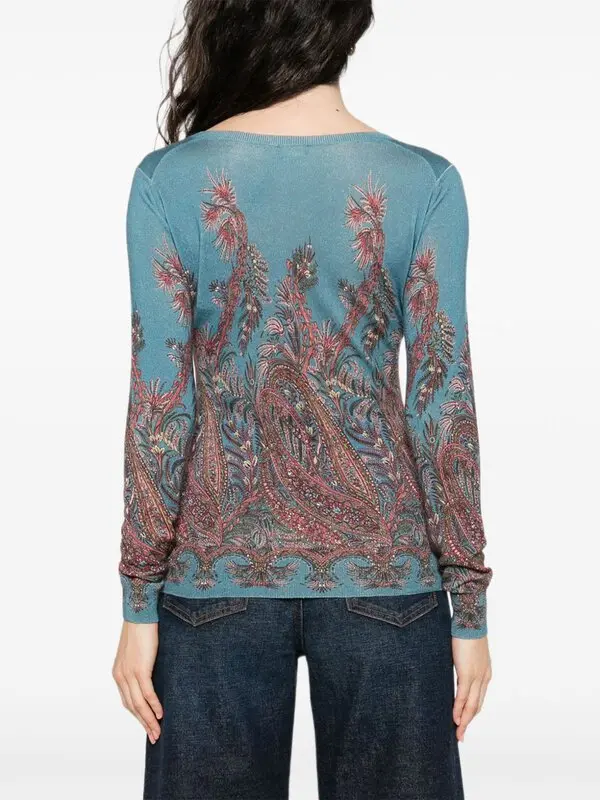 Etro Paisley Print V-neck Sweater