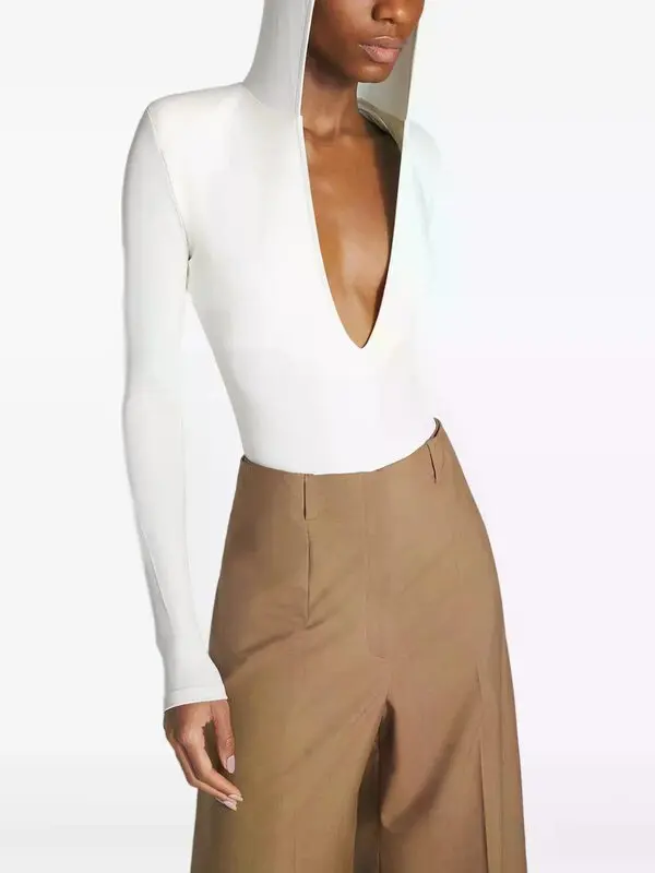 MUGLER Hooded Plunge-neck Bodysuit