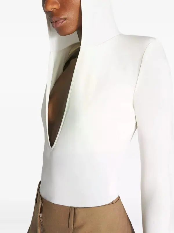 MUGLER Hooded Plunge-neck Bodysuit