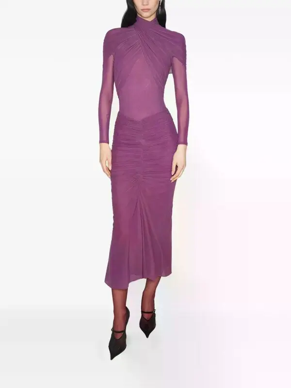MUGLER Draped High-neck Top