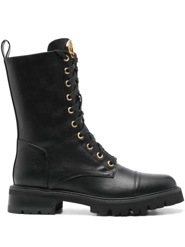 Twin-set Lace-up Boots With Gold-tone Hardware