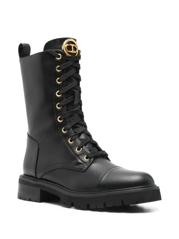 Twin-set Lace-up Boots With Gold-tone Hardware