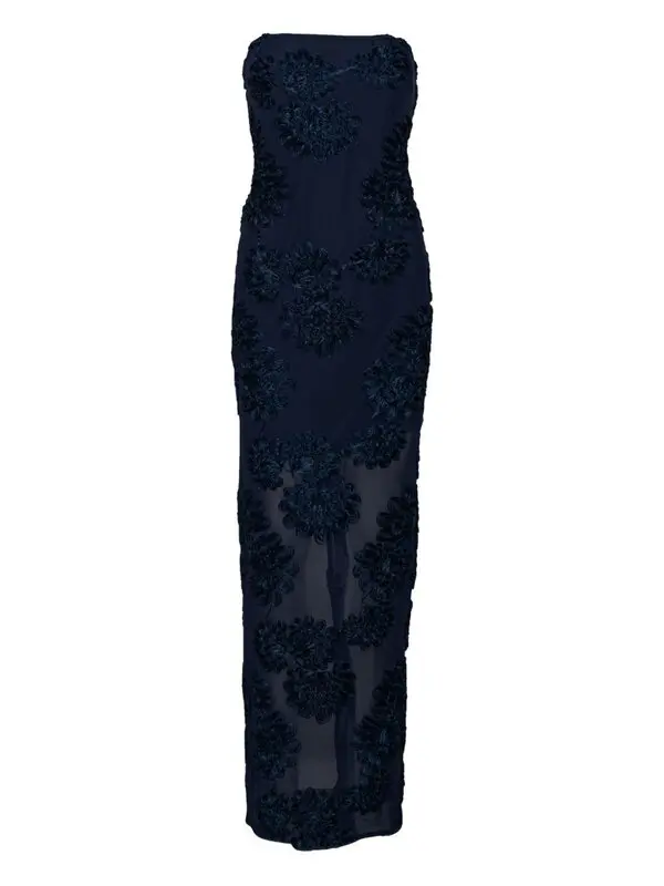 3d Mesh Maxi Dress - Blue