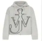 J.W.ANDERSON Anchor Embroidered Wool Hooded Sweater - Light Grey Melange