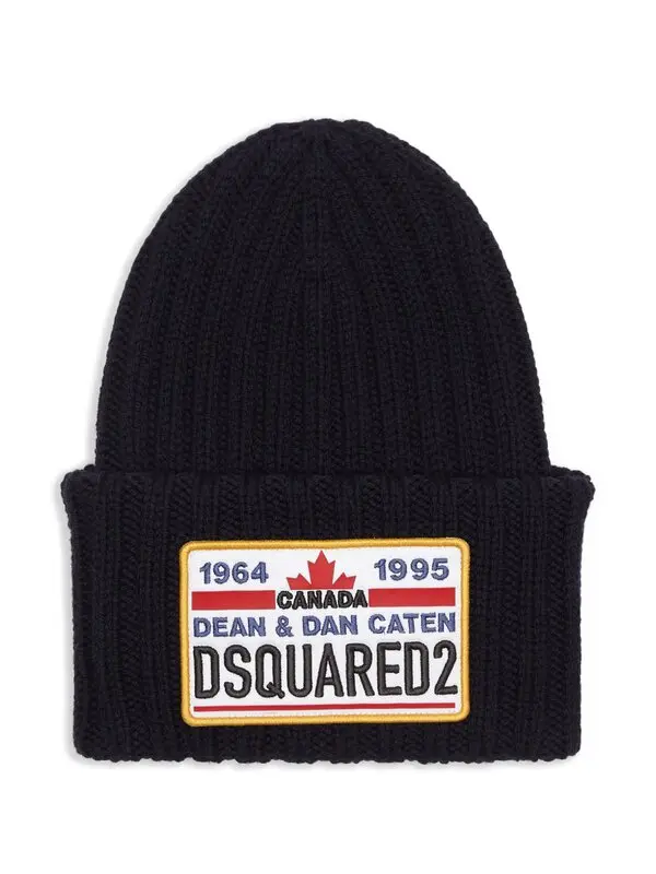 Dsquared2 Ribbed Beanie With Logo Patch - Blue