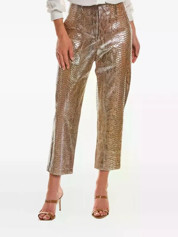 Brunello Cucinelli Snakeskin-print Leather Trousers