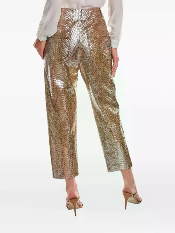 Brunello Cucinelli Snakeskin-print Leather Trousers