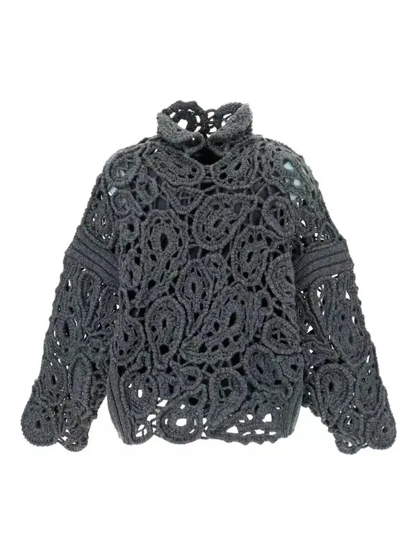 Brunello Cucinelli Crochet-lace High-neck Sweater