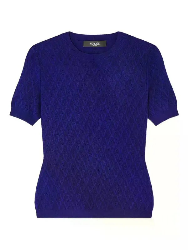 Versace Textured-knit Short-sleeve Top