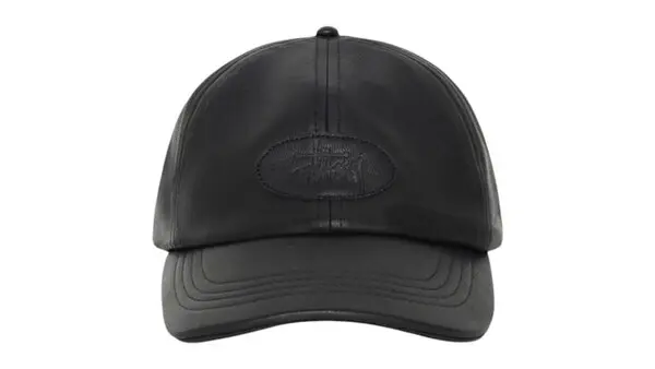 StÜssy Low Profile Leather Strapback Cap - Black