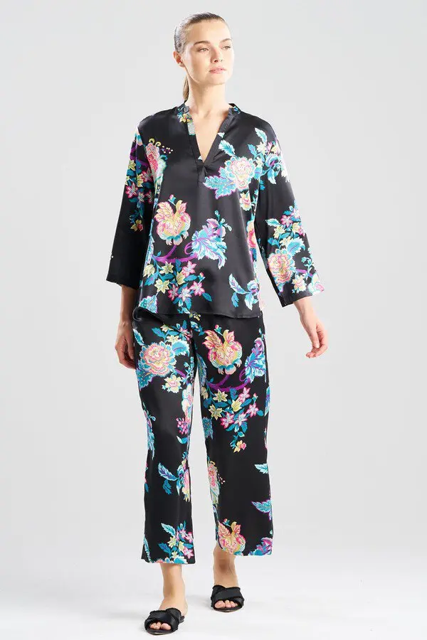 Natori Festival Satin Long Sleeve Pj - Black