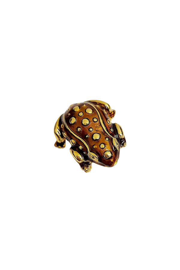 KENNETH JAY LANE Enamel Frog Pin - Brown