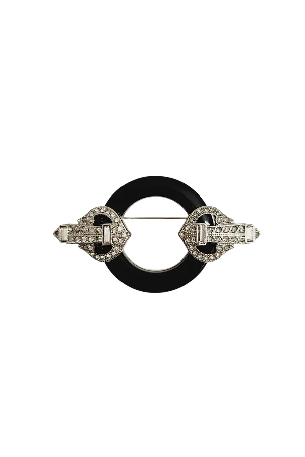KENNETH JAY LANE Circle Deco Pin - Black