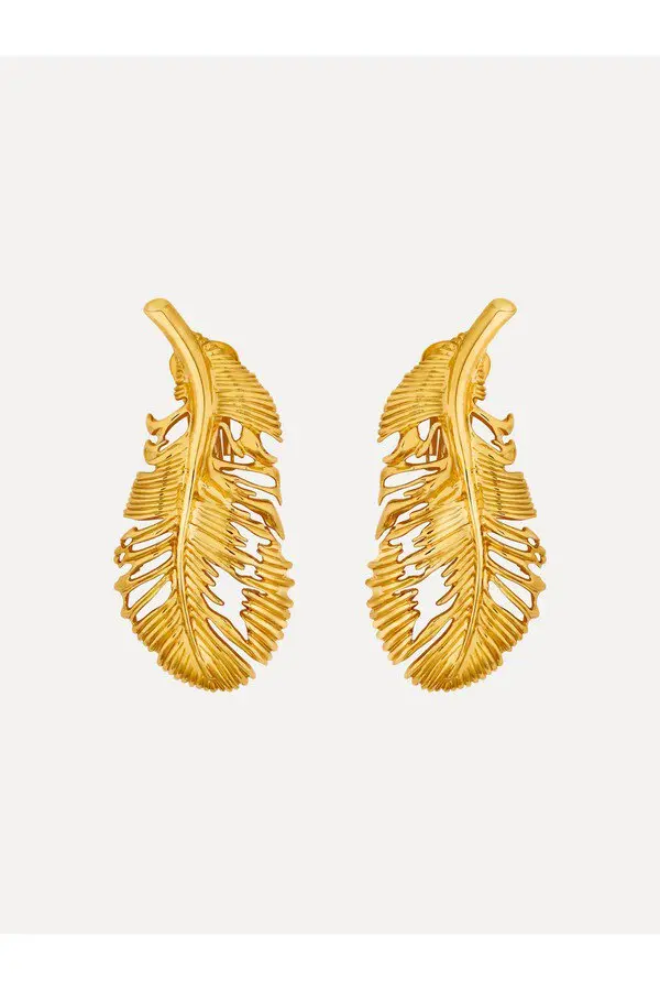 Oscar De La Renta Feather Clip-on Earrings - Gold