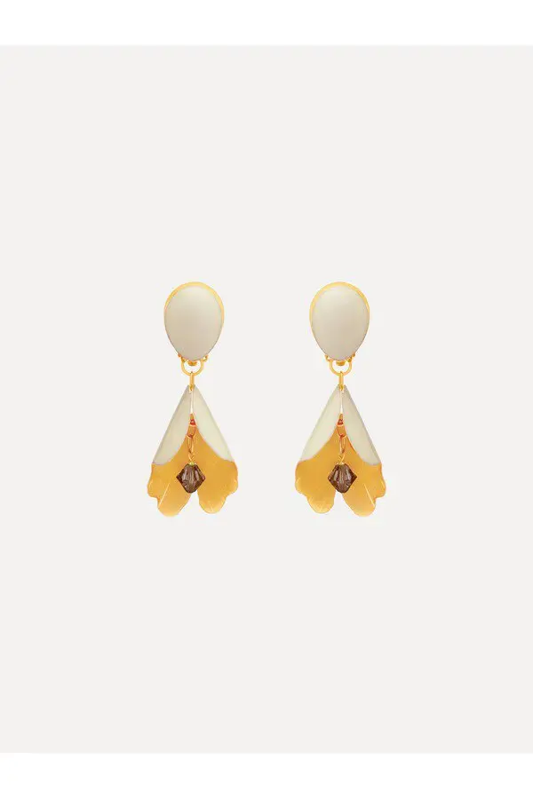 Oscar De La Renta Enamel Bellflower Clip-on Earrings - Gold