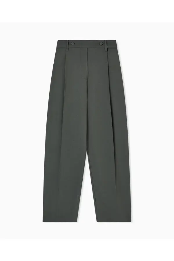 Emporio Armani Virgin Wool Barathea Trousers With Belt