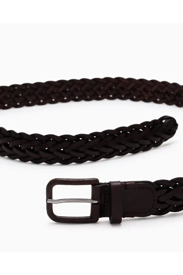 Giorgio Armani Braided Nappa Leather Belt - Natural