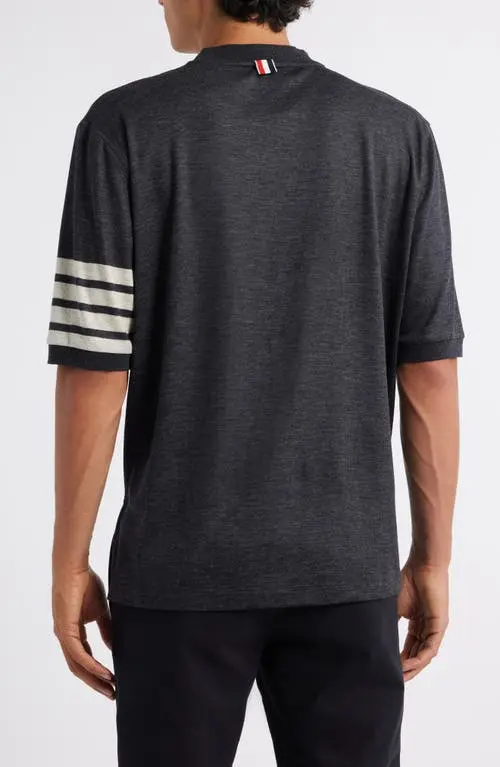 Thom Browne 4-bar Virgin Wool Jersey T-shirt - Charcoal