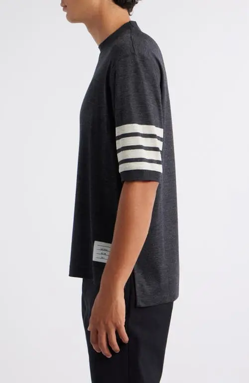 Thom Browne 4-bar Virgin Wool Jersey T-shirt - Charcoal