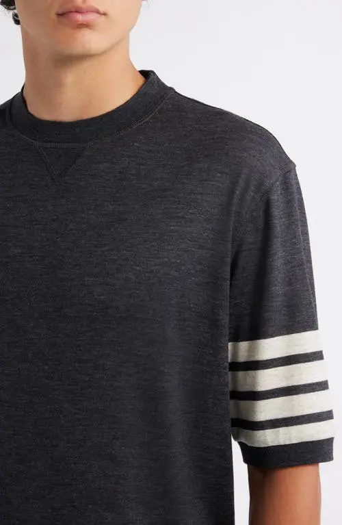 Thom Browne 4-bar Virgin Wool Jersey T-shirt - Charcoal