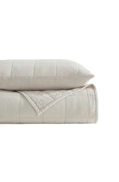 Calvin Klein Quilted Cotton Gauze Quilt & Pillow Sham Set - Light Beige