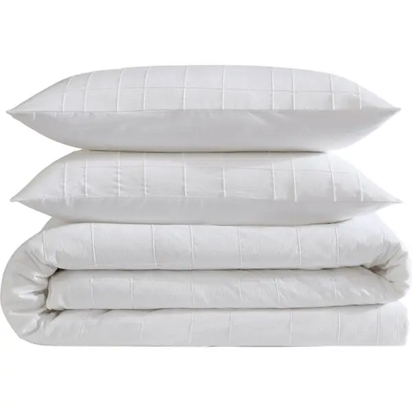 Calvin Klein Puckered Grid Duvet Cover & Shams Set - White