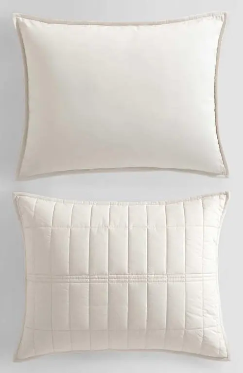 Calvin Klein Washed Percale Quilt & Shams Set - Light Beige