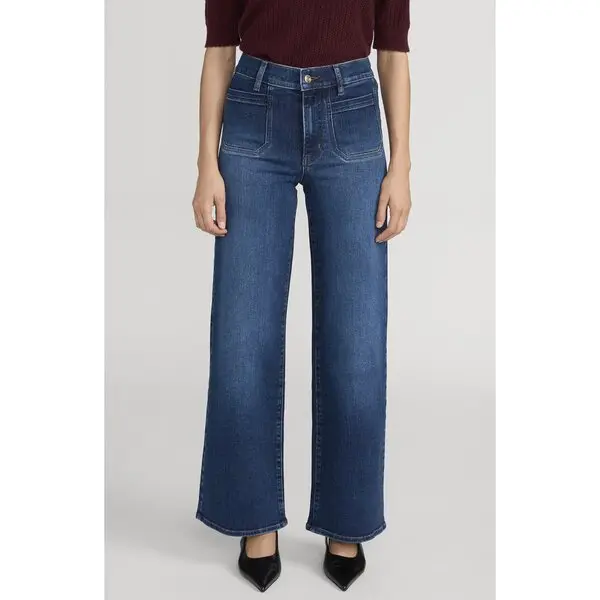 FRAME Le Pixie Slim Palazzo Patch Pocket High-waist Wide-leg Jeans - Savior