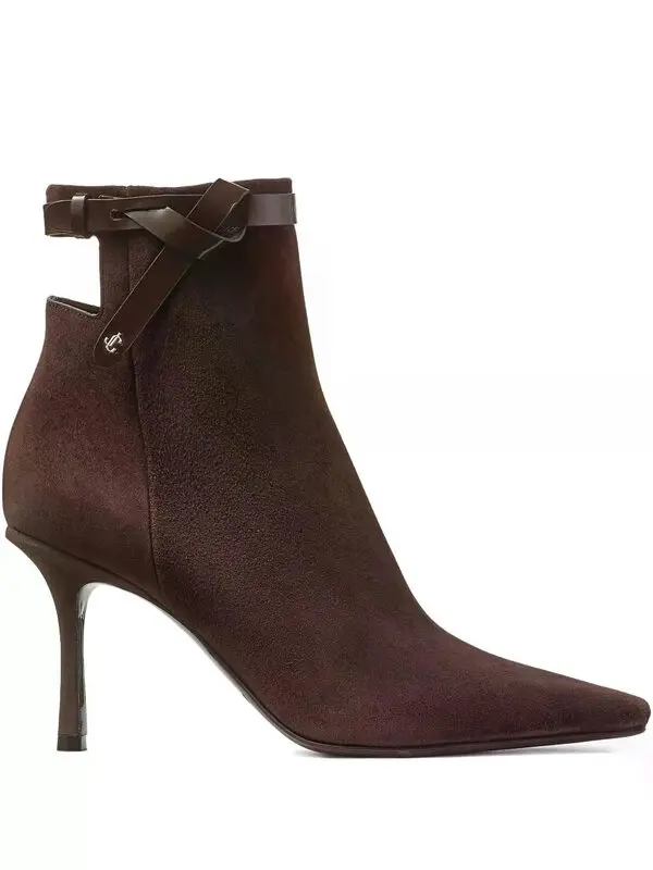 JIMMY CHOO Camie 85 Suede And Leather Ankle Boots - Brown