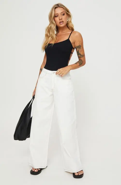 Princess Polly Naylor Mid Rise Wide Leg Jeans - Cream