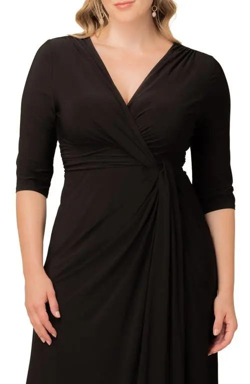 KIYONNA Evening Romance Stretch Jersey Gown - Black Noir