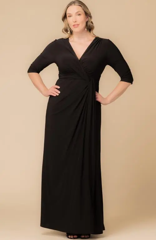 KIYONNA Evening Romance Stretch Jersey Gown - Black Noir