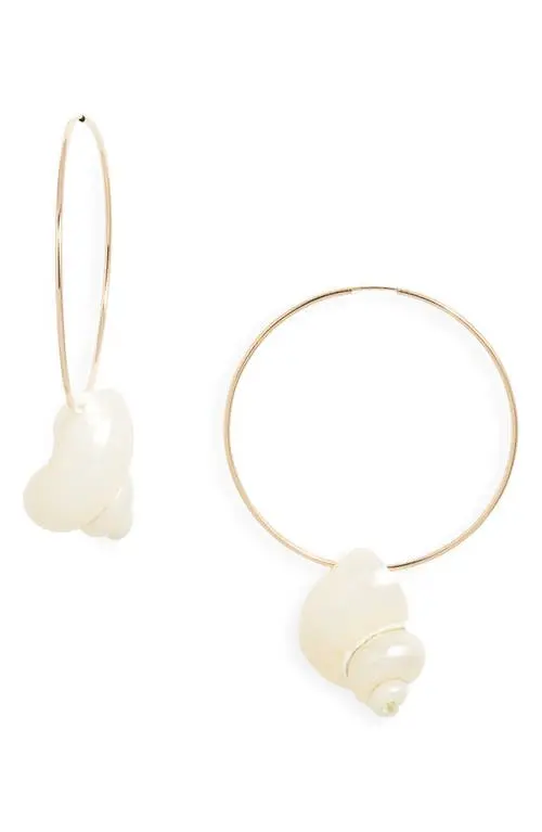 CHILD OF WILD Seashell Charm Hoop Earrings - Gold
