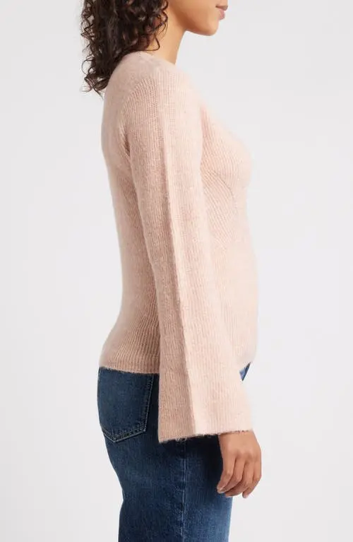 Wit & Wisdom Bell Sleeve Henley Sweater - Rose Quartz