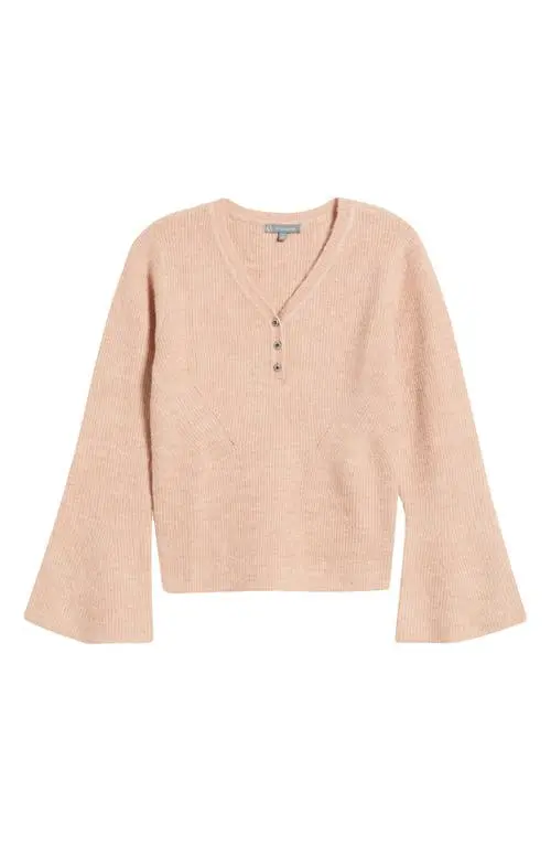Wit & Wisdom Bell Sleeve Henley Sweater - Rose Quartz