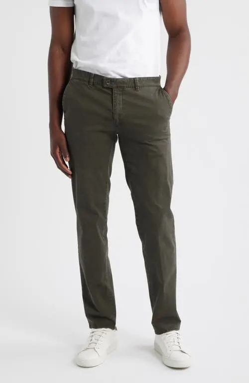 BRAX Fabio Flat Front Cotton Blend Pants - Olive