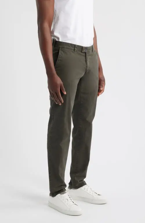 BRAX Fabio Flat Front Cotton Blend Pants - Olive