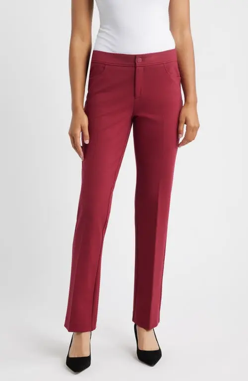 Anne Klein Flat Front Bootcut Pants - Ruby Red
