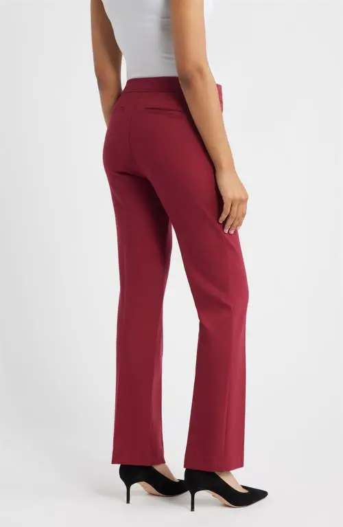 Anne Klein Flat Front Bootcut Pants - Ruby Red
