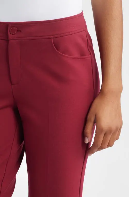 Anne Klein Flat Front Bootcut Pants - Ruby Red