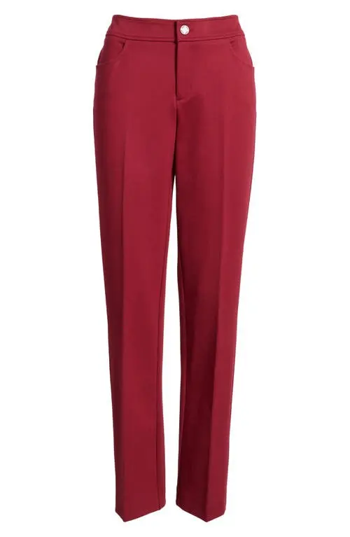 Anne Klein Flat Front Bootcut Pants - Ruby Red