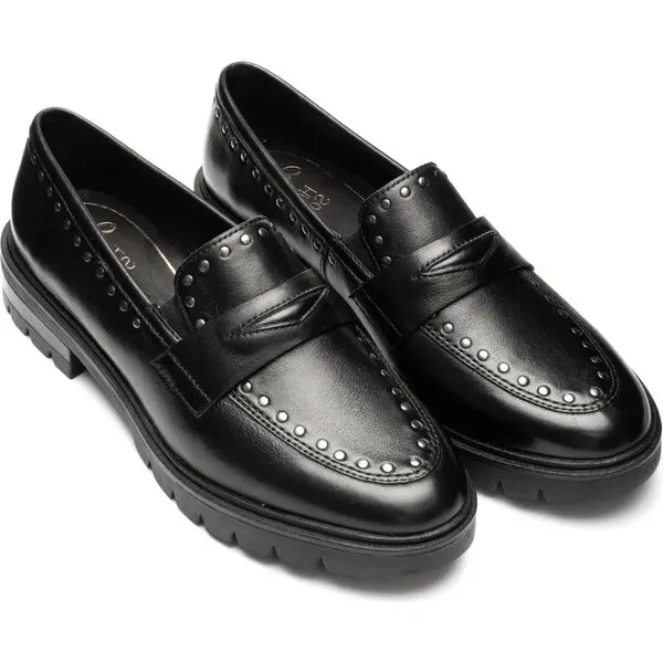 ARA Cardiff Studded Penny Loafer - Black