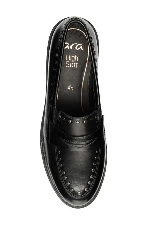 ARA Cardiff Studded Penny Loafer - Black