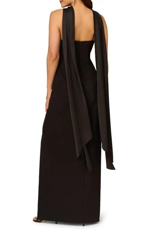 Aidan Mattox Bonded Crepe Halter Gown