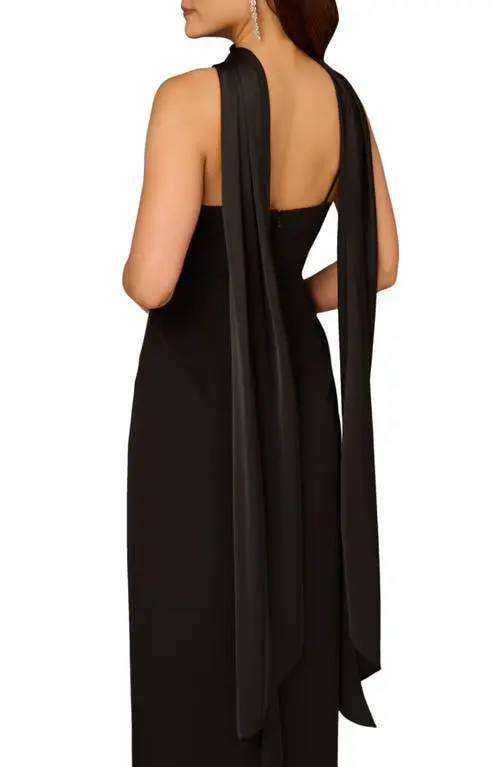 Aidan Mattox Bonded Crepe Halter Gown