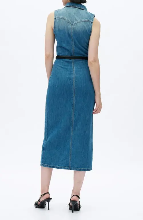 BAYEAS Sleeveless Denim Maxi Shirt Dress