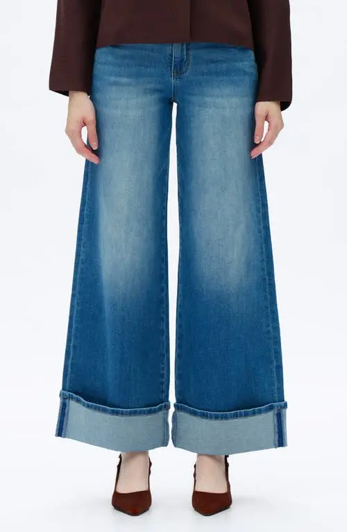BAYEAS Cuffed Wide Leg Jeans