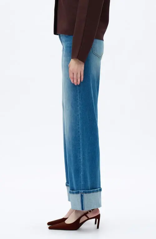 BAYEAS Cuffed Wide Leg Jeans