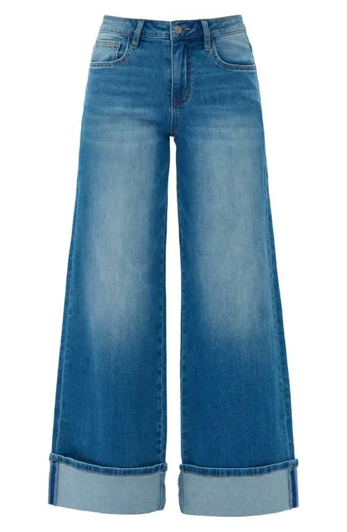 BAYEAS Cuffed Wide Leg Jeans